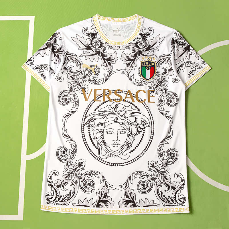 Italy Football Shirt 2024 Versace (White) Edition – Kit Essentials Uk